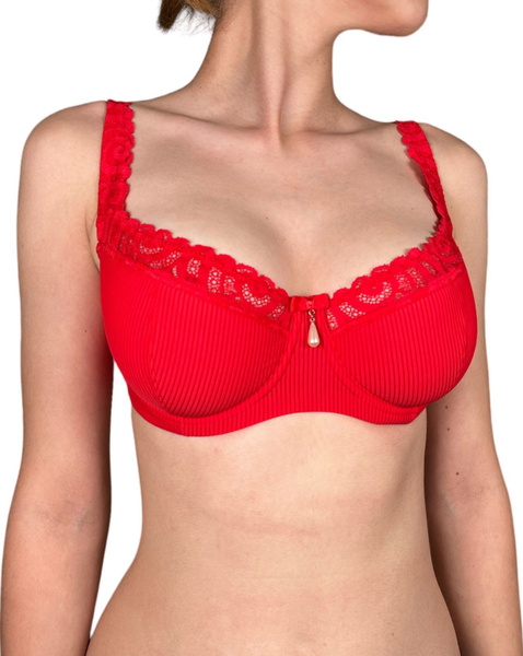 Бюстгальтер Женский VE.NU.S, размер 90D красный Полиамид, Эластан Офисный/школьный Китай Крючки ...