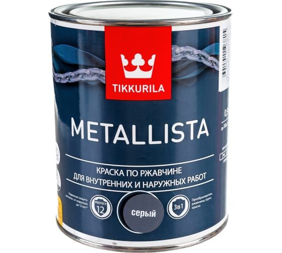 Краска Tikkurila METALLISTA, Глянцевое покрытие, серый - купить в ...