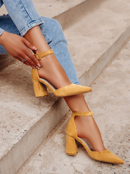 Туфли Женский Obba Замша искусственная, размер 38 F Италия Пряжка Высокая модель, Круглый нос ...