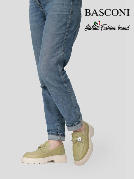 Лоферы Женский BASCONI зеленый, размер 37 Стандартный низкий (до 4 см) На любой сезон 6 Без ...