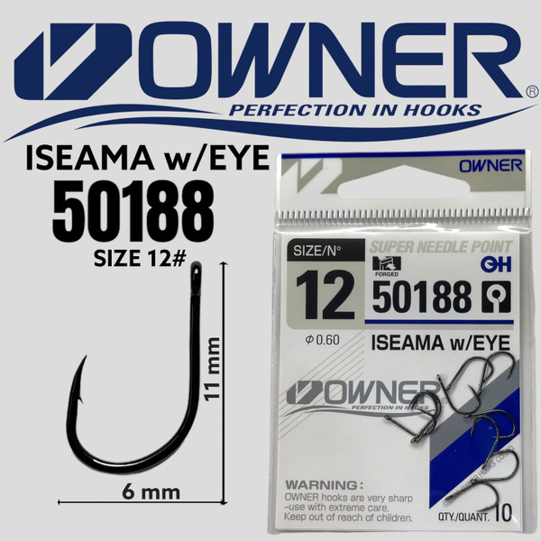 Крючки OWNER ISEAMA w/Eye 50188 №12 10 шт. Овнер Крючок. Одинарные для ...