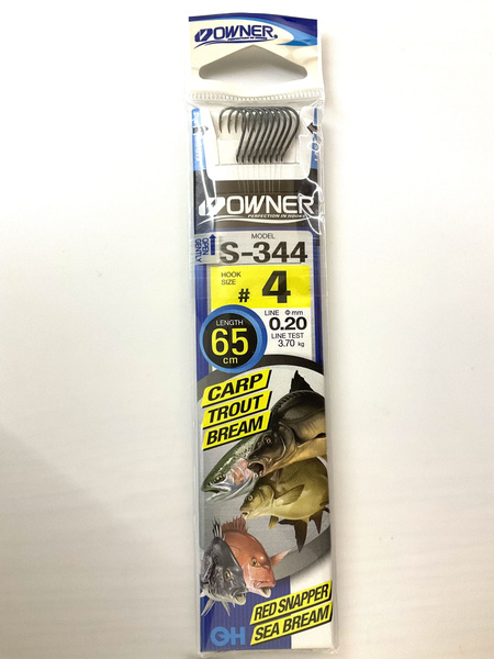Поводок готовый 0.20 с крючком OWNER S-344 #4 ( 9шт в упаковке)- Удочка ...