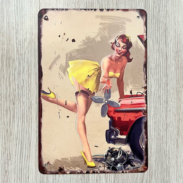 Табличка металлическая интерьерная Pin-Up Девушка Пинап, 30 см, 20 см - купить в интернет ...