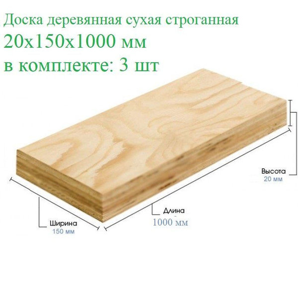 Доска деревянная сухая строганная 20х150х1000 3шт - купить с доставкой ...