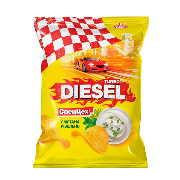 Чипсы Turbo Diesel со вкусом сметана и зелень, 75 г - купить с ...