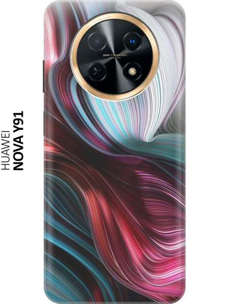 Силиконовый чехол Разноцветные изгибы на Huawei nova Y91 / Хуавей нова ...