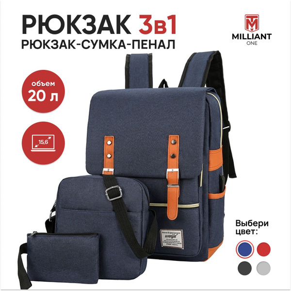 Рюкзак, Miilant One School, рюкзак школьный для мальчиков ( синий ...
