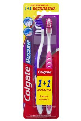 Зубная щетка Colgate Массажер средняя (2 шт.) - купить с доставкой по ...