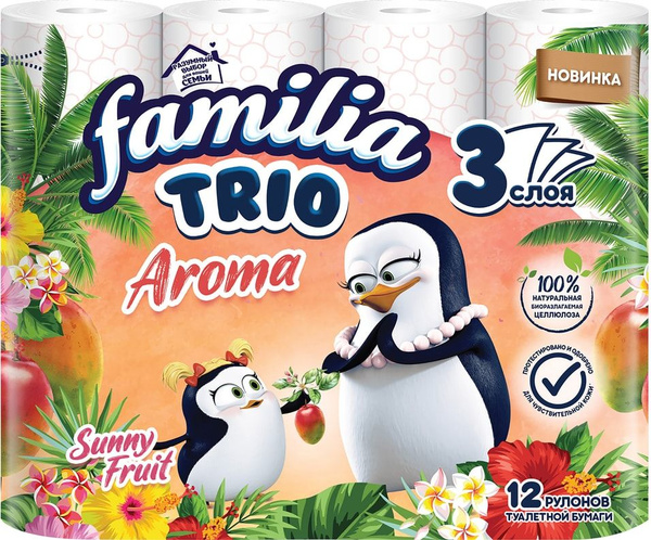 Туалетная бумага Familia Trio Sunny fruit 3 слоя 12 рулонов х2шт ...