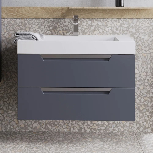 Тумба с раковиной Aqwella Cube 90 серая матовая - купить с доставкой по выгодным ценам в ...