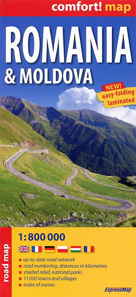 Румыния. Молдова. Ламинированная карта. Romania & Moldova 1:800 000 ...