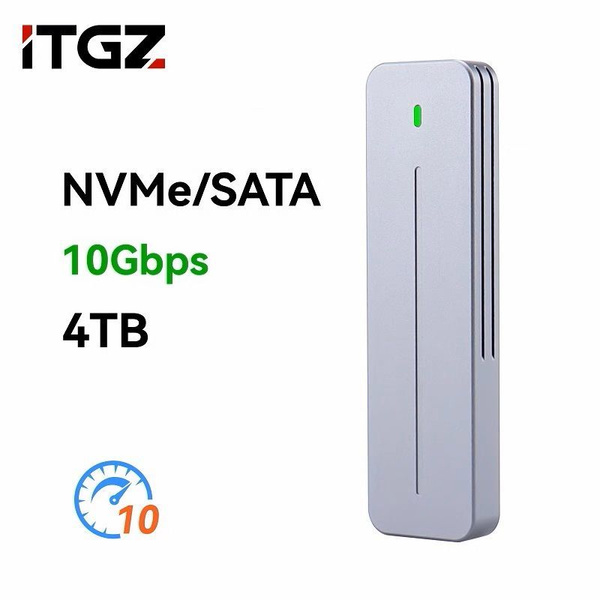 Внешний алюминиевый корпус ITGZ для SSD М.2 NVMe/SATA (NGFF), USB 3.1 Type-A, USB 3.1 Gen.2 Type ...