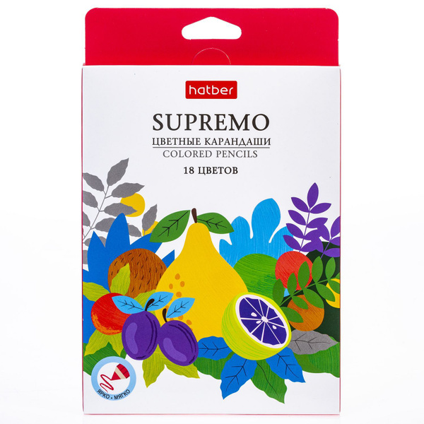 Карандаши цветные Hatber 18 цв. мягкий стержень,в картонной коробке с европодвесом - купить с ...
