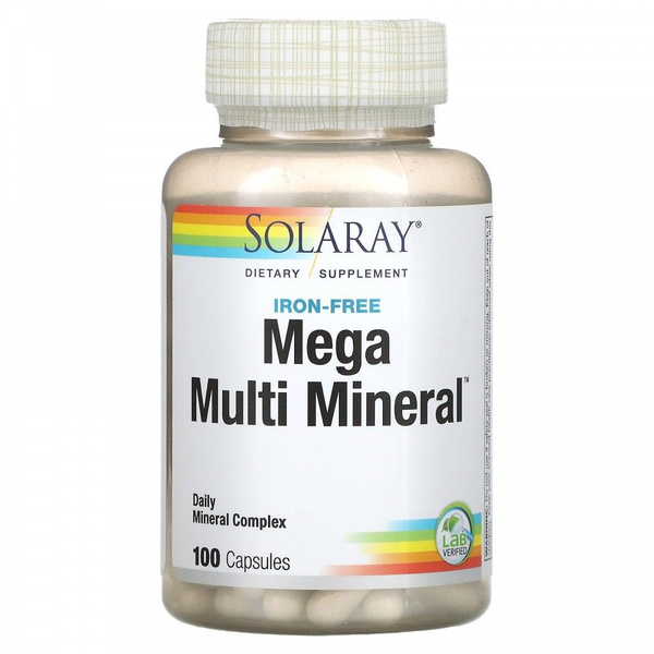 Solaray, Mega Multi Mineral, Без железа в составе, 100 капсул - купить ...