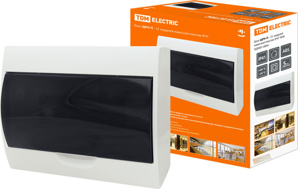 Бокс распределительный TDM Electric / ТДМ Электрик ЩРН-П-12 ЩРНП с крышкой, пластиковый белый 12 ...