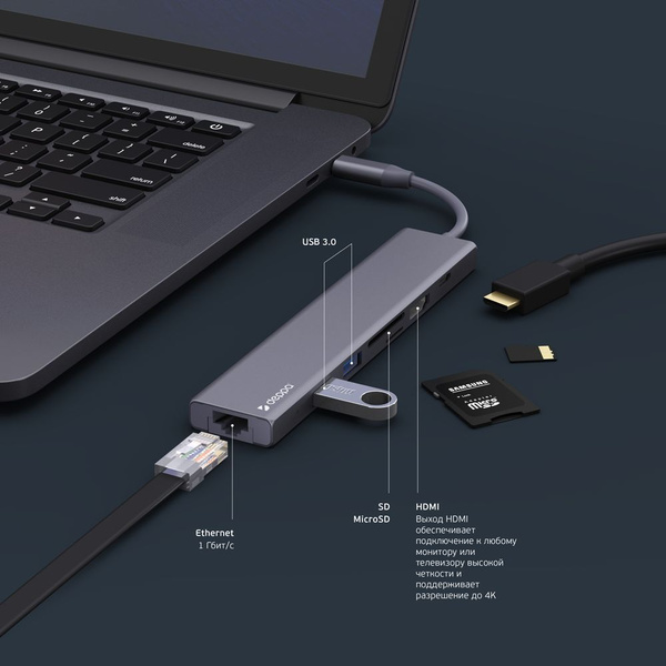 USB хаб для ПК Thunderbolt 4К Power Delivery, HDMI, переходник ...