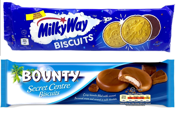 Набор бисквитного печенья Bounty Secret centre biscuits(132гр) и Milky ...