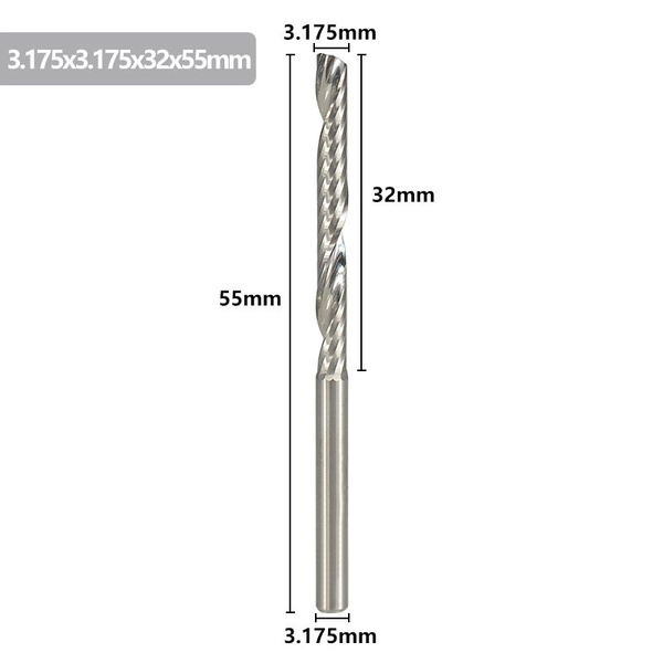 Фреза спиральная XCAN однозаходная, 3,175x3,175x32x55мм, по дереву и ...