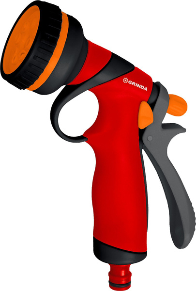 Поливочный пистолет, 8 режимов, курок сзади, пластиковый с TPR, GRINDA ...