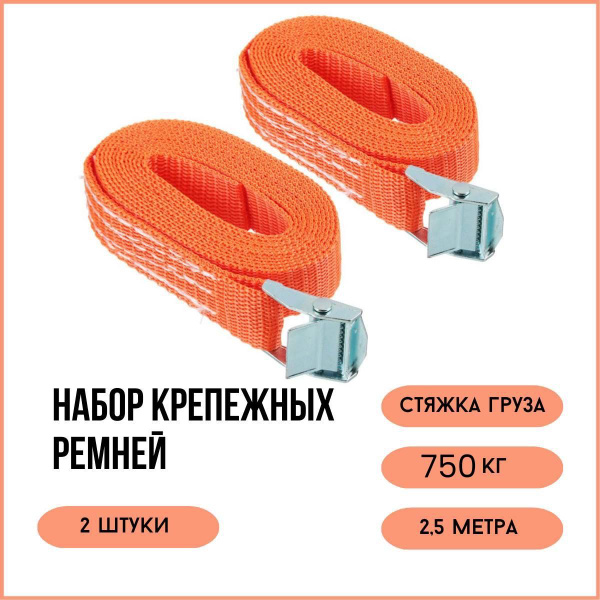 Набор крепежных ремней/стяжка груза, 2 шт, 2,5 метра, 750 кг, NG купить ...