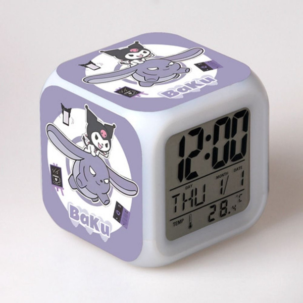 Маленький мини-светодиодный аниме-будильник Sanrio, 8 см, 7 цветных ...