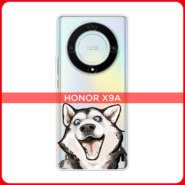 Силиконовый чехол на Honor X9A / Хонор X9A Радостный хаски, прозрачный ...