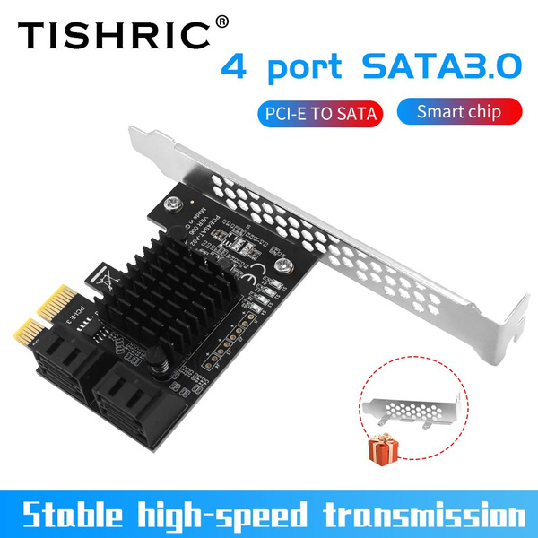 TISHRIC PCIE Sata Контроллер PCI E 1X - 4 Порт Sata адаптер расширения ...