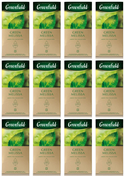 Greenfield Чай зеленый Green Melissa, с мятой и мелиссой, 25 пакетиков ...
