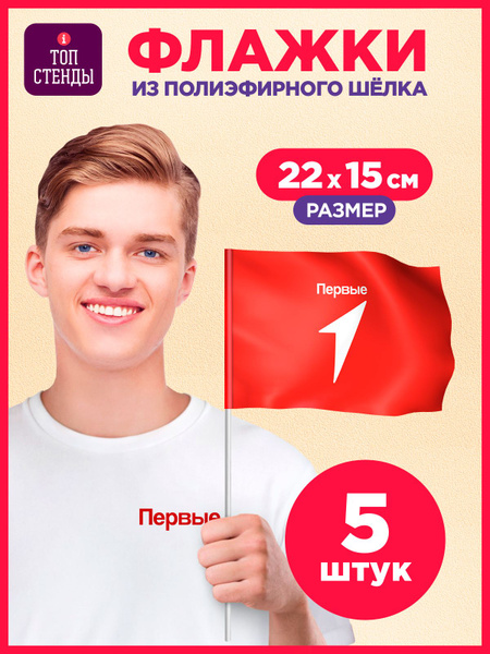 Маленькие флажки на палочке Первые РДДМ 5 штук - купить Флаг по ...