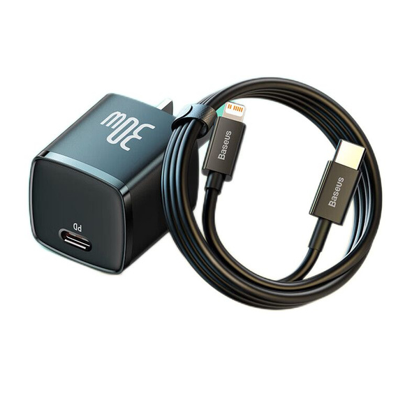 Сетевое зарядное устройство Baseus USB-C GaN PD 30W, комплект с кабелем ...