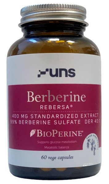 UNS Berberine Rebersa + Bioperine 60 veg caps / Берберин + Биоперин 60 ...