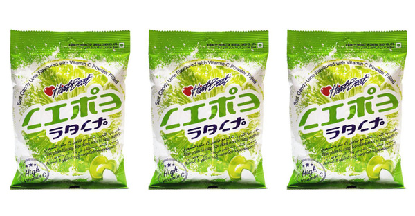 Конфеты карамельные соленые Лайм и витамин С, Hartbeat, 120 г, 3 уп ...