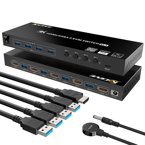 Коммутатор Коммутаторы HDMI USB для 4 компьютеров с одним дисплеем и 4 ...