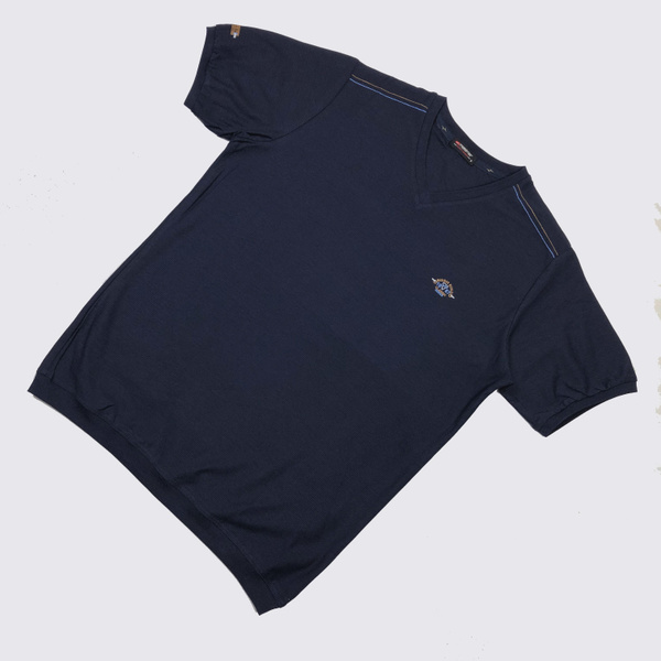 Футболка Мужской Masimar темно-синий Короткий, размер 60 Хлопок Манжеты ...