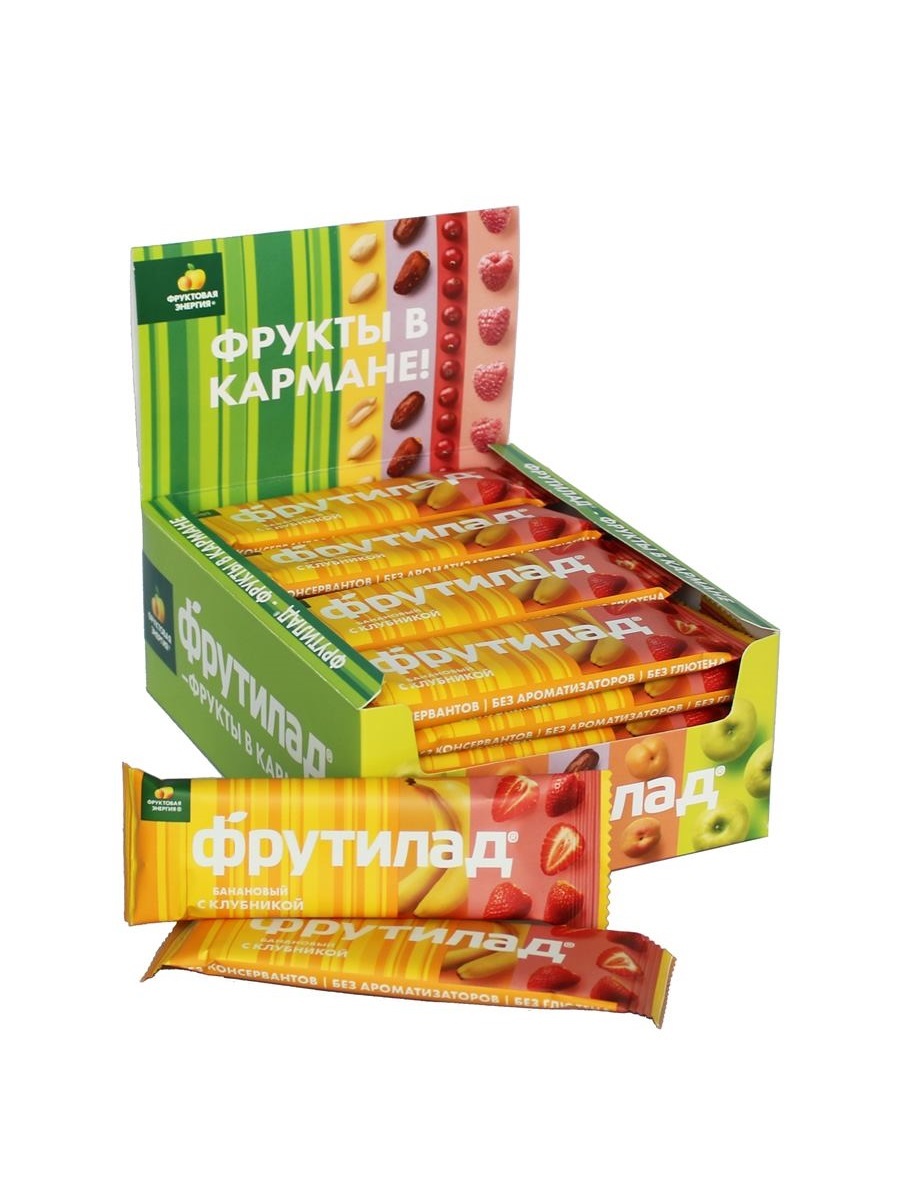 Батончик Фруктовая Энергия «Фрутилад», банан-клубника, 24 шт по 30 г ...