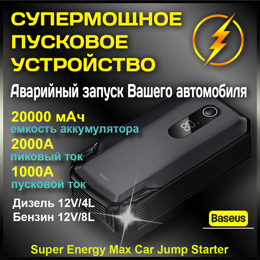 Пусковое устройство/Внешний аккумулятор Baseus Super Energy Max Car ...