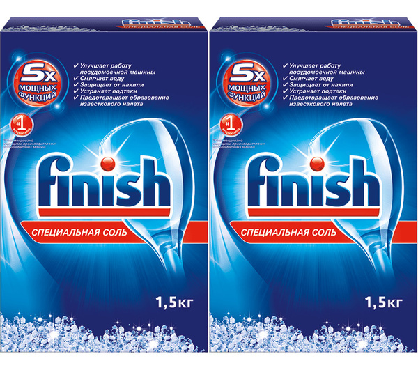 Соль Finish для очистки посудомоечных машин, 1,5 кг, комплект: 2 ...