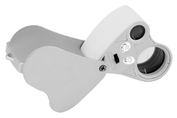 Лупа Kromatech ювелирная 30/60x, 22/12 мм, складная, с подсветкой (2 LED) MG9889 - купить с ...