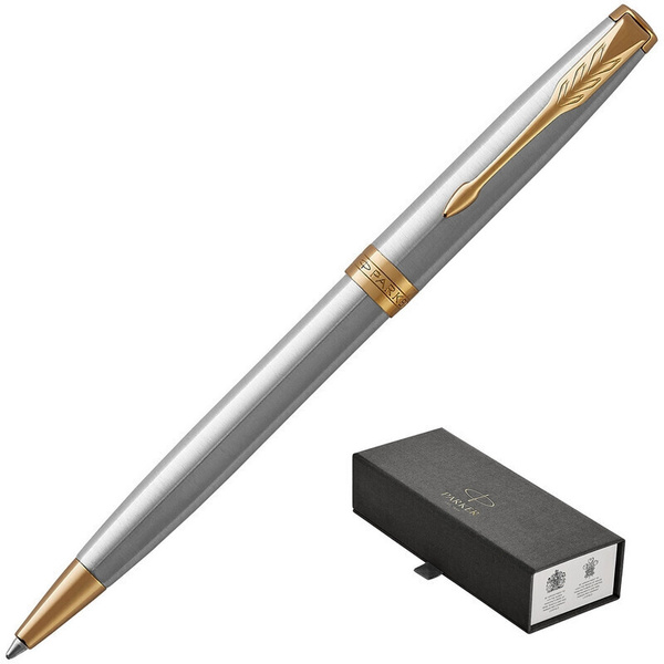 Шариковая ручка PARKER SONNET STAINLESS STEEL GT черн 0,8мм 1931507 ...