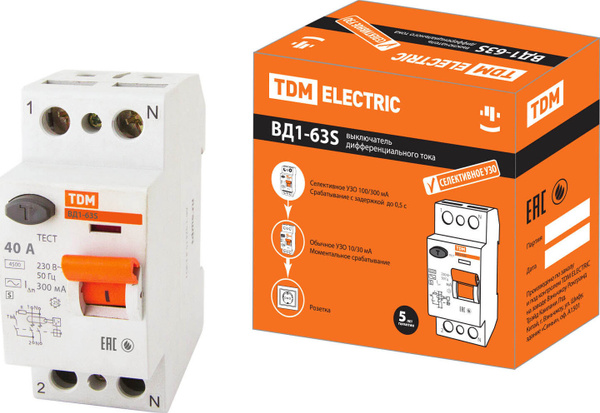 TDM Electric УЗО 2P 40А 300мА - купить с доставкой по выгодным ценам в ...
