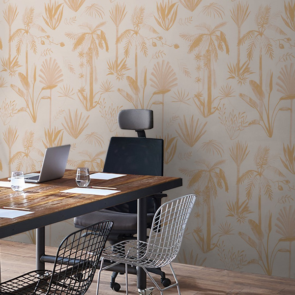 Обои флизелиновые Кремовые джунгли, Fun House Store виниловые на флизелине моющиеся, 1м*3 м ...