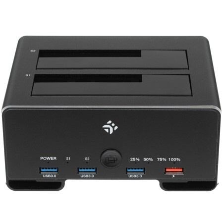 Док-станция на 2 HDD 2,5"/3,5" DEXP HAF134 черный, металл/алюминий, 4xUSB 3.0/SATA/HD/SSD ...