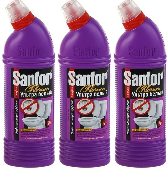 Sanfor Средство для ванн и туалетов Chlorum Ультра белый гель с отбеливающим эффектом с хлором ...