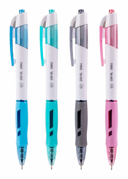 Ручка шариковая набор 12 шт. Deli Arris автоматическая, синий, линия 0. ...