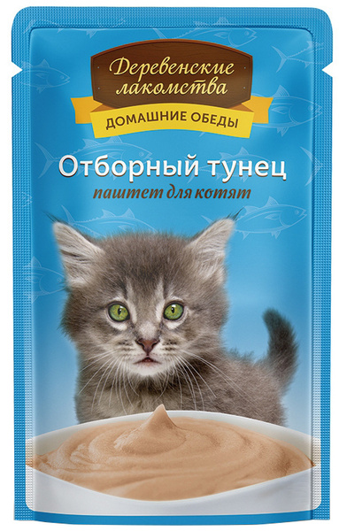 Корм Деревенские лакомства "Отборный тунец" (паштет) для котят, 70 г x ...