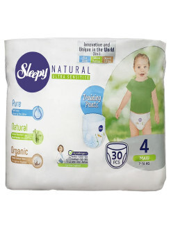 Sleepy Детские подгузники-трусики Natural Jumbo Pack, 4, Maxi, 30 шт ...