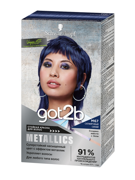 GOT2b Краска для волос Metallics, M67 сапфировый синий, 142.5мл ...