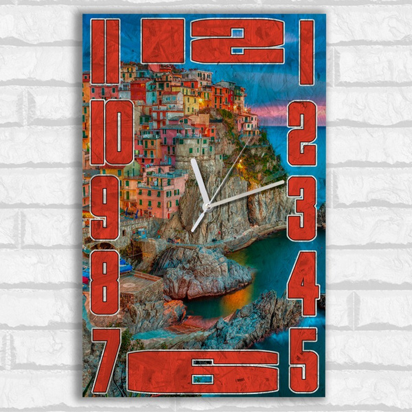 Настенные бесшумные часы ОСП путешествия Italia Италия Венеция пицца море 5261 купить