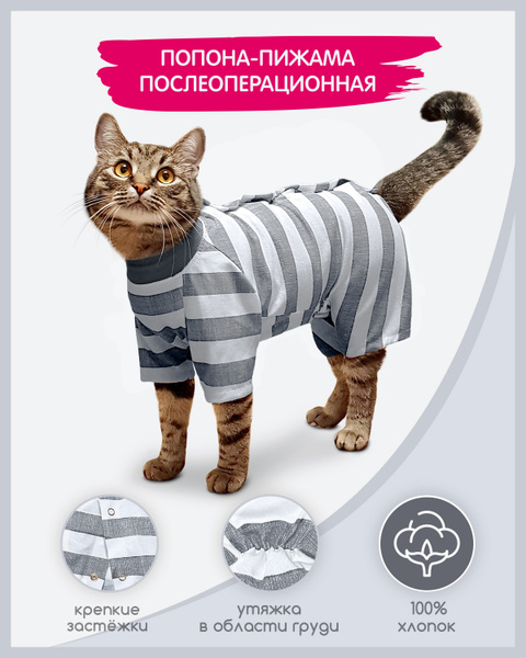 Характеристики Попона для кошек послеоперационная Крош-4, Вес 3-5 кг ...