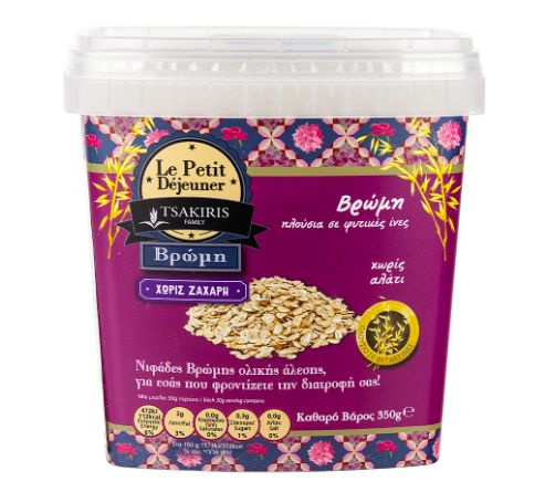 Овсяные хлопья LE PETIT DEJEUNER TSAKIRIS FAMILY, цельнозерновые, 350 г ...